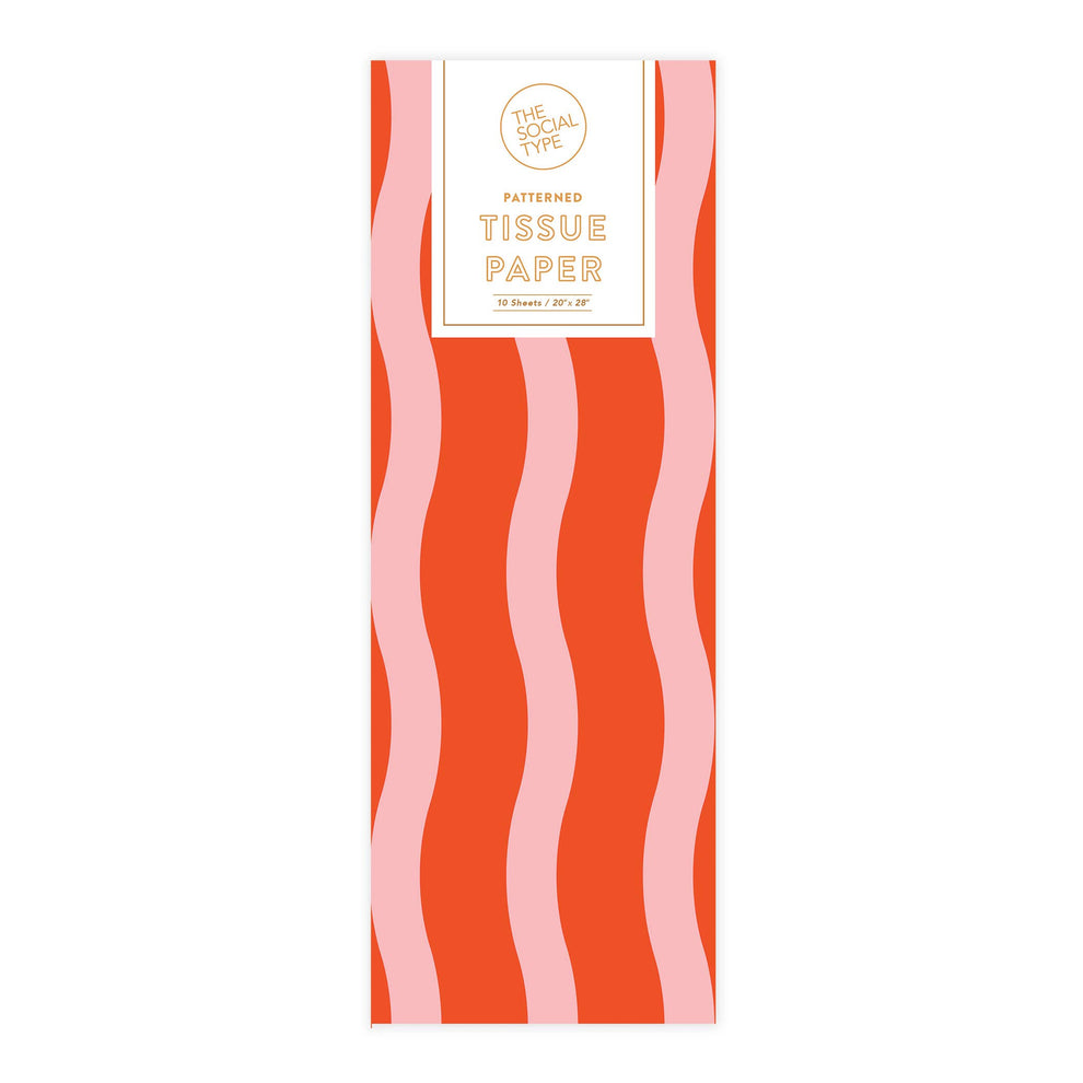 The Social Type - Tangy Red Fussy Stripe Tissue Paper – post.script.